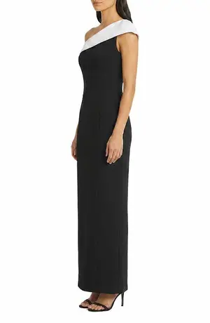 Maggy London Contrast One-shoulder Gown
