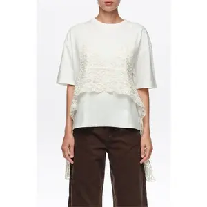 Bimba Y Lola Lace Overlay Boxy T-shirt - White