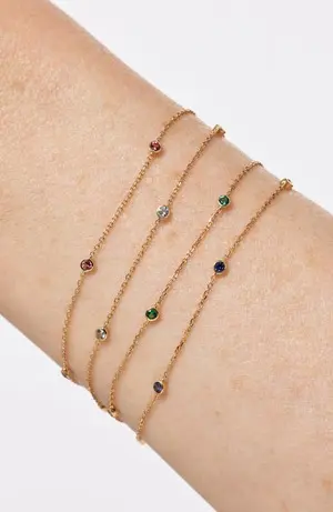 ANA LUISA Solid Yellow Gold Birthstone Bracelet - Emerald