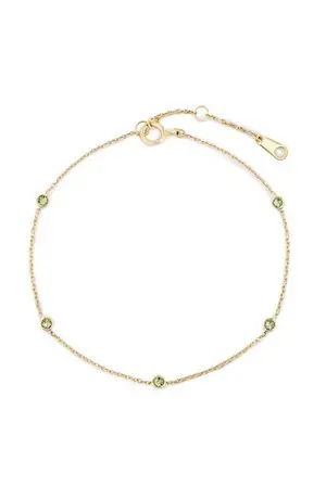 ANA LUISA Solid Yellow Gold Birthstone Bracelet Peridot