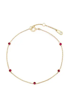ANA LUISA Solid Yellow Gold Birthstone Bracelet Ruby