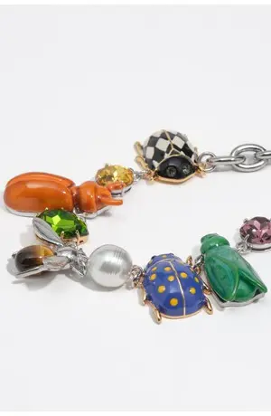 Bimba Y Lola Enamel Beetle Necklace With Crystals