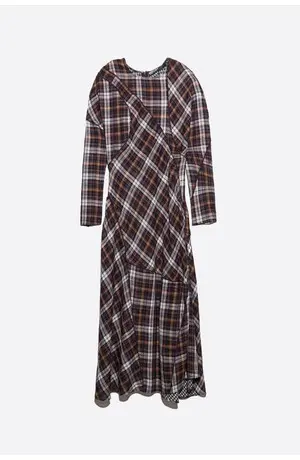 Bimba Y Lola Checked Patchwork Batwing Dress