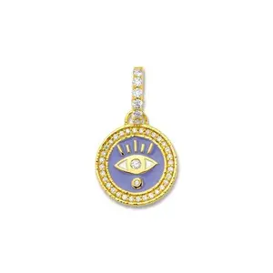 BUDDHA MAMA Enameled Evil Eye Charm With Diamonds - Periwinkle