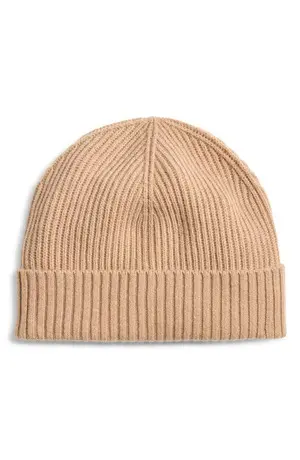 Nordstrom Wool & Cashmere Rib Beanie - Camel