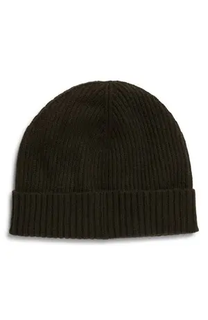 Nordstrom Wool & Cashmere Rib Beanie Olive