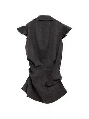 AUGUST BARRON Ruffled-sleeve Button-up Mini Dress - Grey