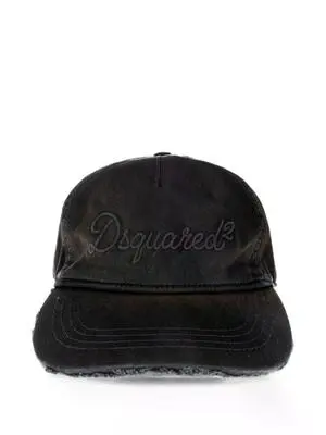 Dsquared2 Logo-embroidered Distressed Baseball Cap - Black