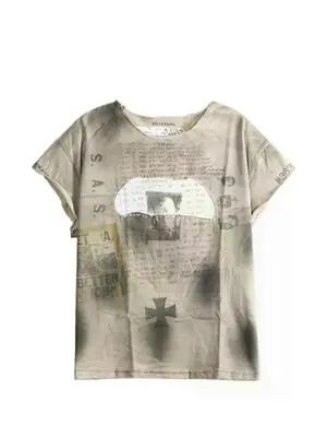 SAITOS Graphic-print Distressed T-shirt - Grey