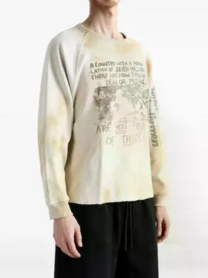 SAITOS Are You Proud? Waffle-knit Long-sleeve T-shirt - Neutrals