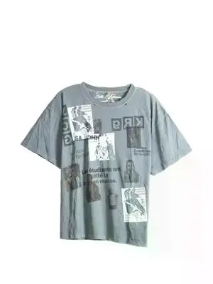 SAITOS Kurt Image Distressed T-shirt - Grey