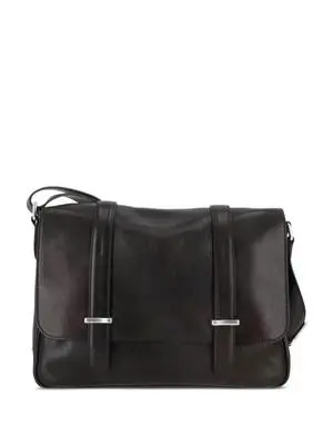 Orciani Midi Jones Lagoon Leather Messenger Bag - Brown