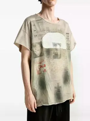 SAITOS Patch-detail Distressed T-shirt