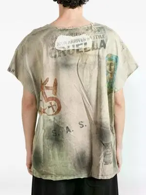 SAITOS Patch-detail Distressed T-shirt