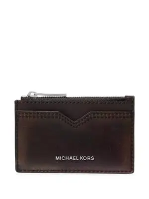 Michael Kors Hudson Burnished Leather Card Case - Brown