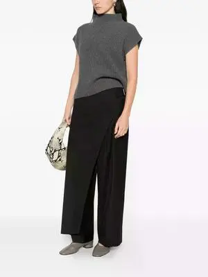 MA'RY'YA Ribbed-knit High-neck Sleeveless Sweater - Grey