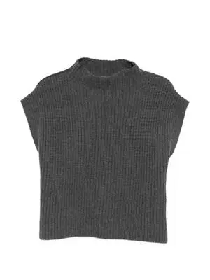 MA'RY'YA Ribbed-knit High-neck Sleeveless Sweater
