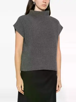 MA'RY'YA Ribbed-knit High-neck Sleeveless Sweater