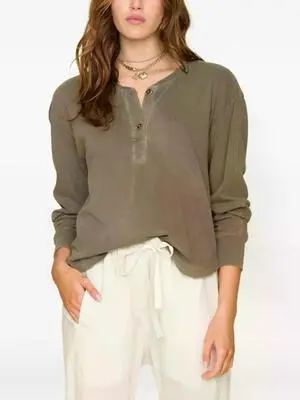 Xirena Brooke Button-front Cotton Sweatshirt - Green
