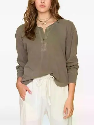 Xirena Brooke Button-front Cotton Sweatshirt - Green