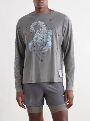 Satisfy Logo-print Distressed Mothtech™ Cotton-jersey T-shirt