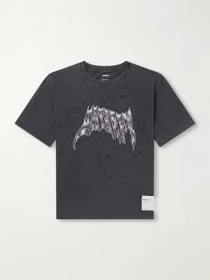 Satisfy Logo-print Distressed Mothtech™ Cotton-jersey T-shirt - Black