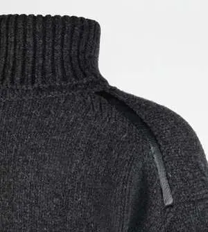 TOD'S Turtleneck In Wool With Patches In Leather
