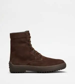 TOD'S Winter Gommino Ankle Boots In Pashmy Suede - Brown