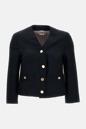 Thom Browne V-neck Cardigan Jacket In Hopsack Suiting - Multicolor