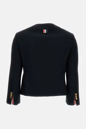 Thom Browne V-neck Cardigan Jacket In Hopsack Suiting - Multicolor