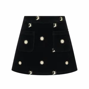 YUMI Cosmic Embroidered Mini Skirt