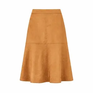 YUMI Faux Suede Midi Skirt