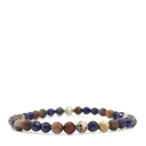 Shar Oke Neutrals Pietersite & Natural Sapphire Bracelet - Blue