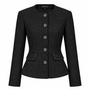 SMART AND JOY Textured Tailored Jacket With Jewelled Buttons - Black