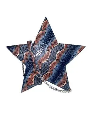 ANY OLD IRON Blue / Orange / Silver Blue Snake Leather Star Bag