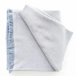 STUDIO VARIOUSLY Boro Handloom Throw In Soft Merino Twill Weave Serene Calming - Blue