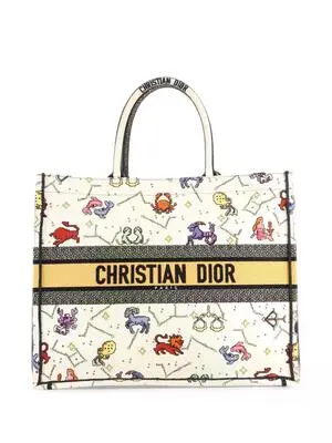 Dior Book Embroidered Canvas Large Tote Bag - Neutrals