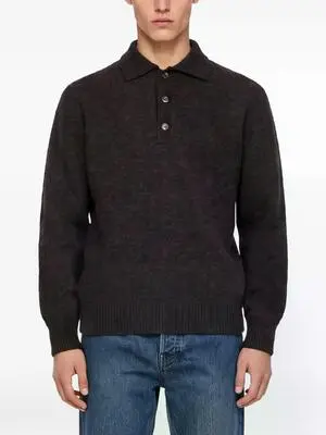 ANOTHER ASPECT Knitted Long-sleeve Polo Shirt