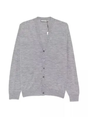 Canali Fine-knit Button-up Cardigan - Grey