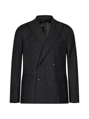 ANOTHER ASPECT Pinstriped Double-breasted Jacket