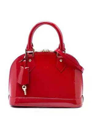 LOUIS VUITTON 2015 Monogram Vernis Alma Bb Satchel - Red