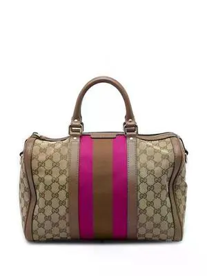 Gucci 2016-2026 Medium Gg Canvas Web Joy Boston Bag Satchel - Neutrals