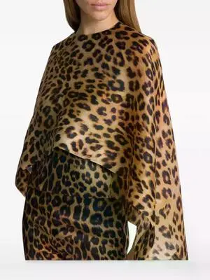 Alberta Ferretti Leopard-print Cape-style Top