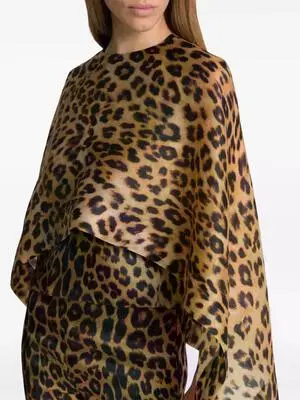 Alberta Ferretti Leopard-print Cape-style Top - Brown