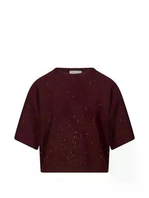 Antonelli Firenze Lucilla Sequin-embellished Short-sleeve Sweater