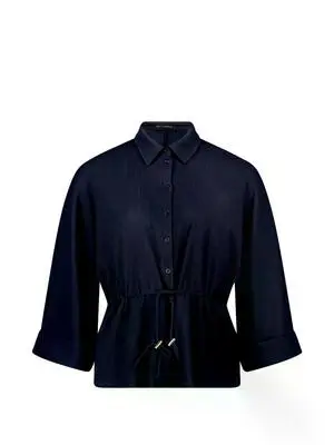 BETTY BARCLAY Drawstring-waist Short-sleeved Blouse - Blue