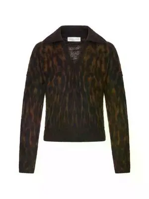 ROBERTO COLLINA Animal-print Alpaca Sweater