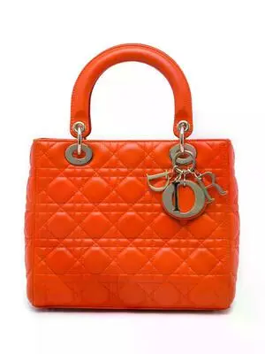 Dior 2012 Medium Lambskin Cannage Lady Satchel - Orange