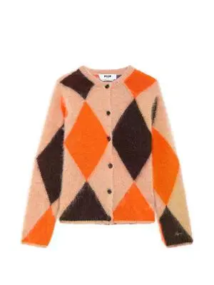 MSGM Argyle-pattern Button-up Cardigan