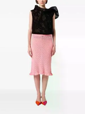 MSGM Chevron-knit Midi Skirt